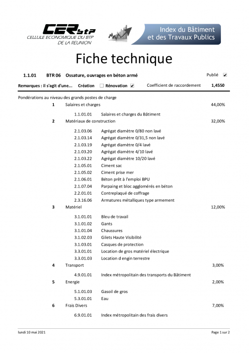 CER BTP :Les fiches techniques