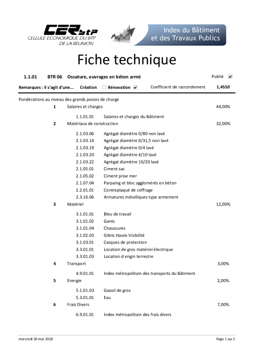 CER BTP :Les fiches techniques